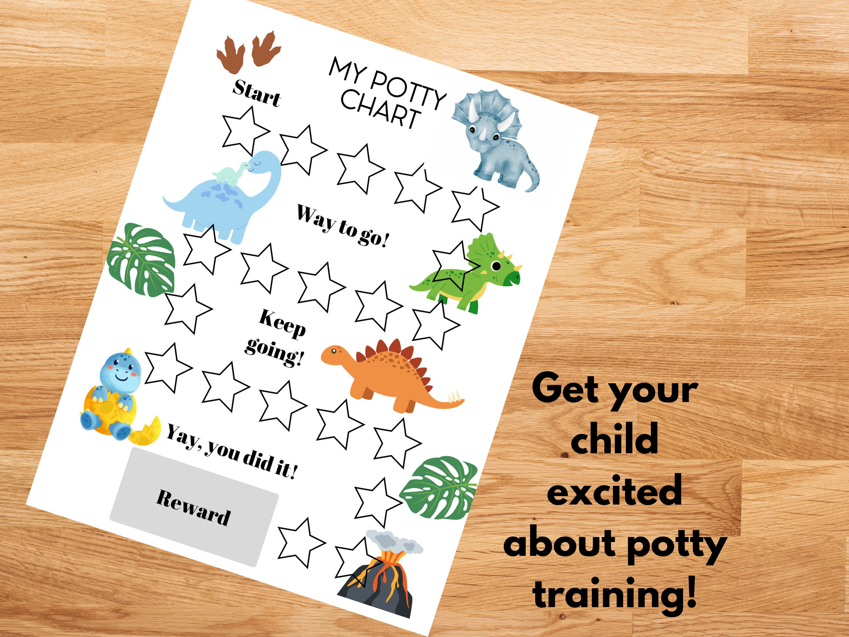 Dinosaur Potty Chart Editable Printable for Toddlers. Custom Boy Poop ...