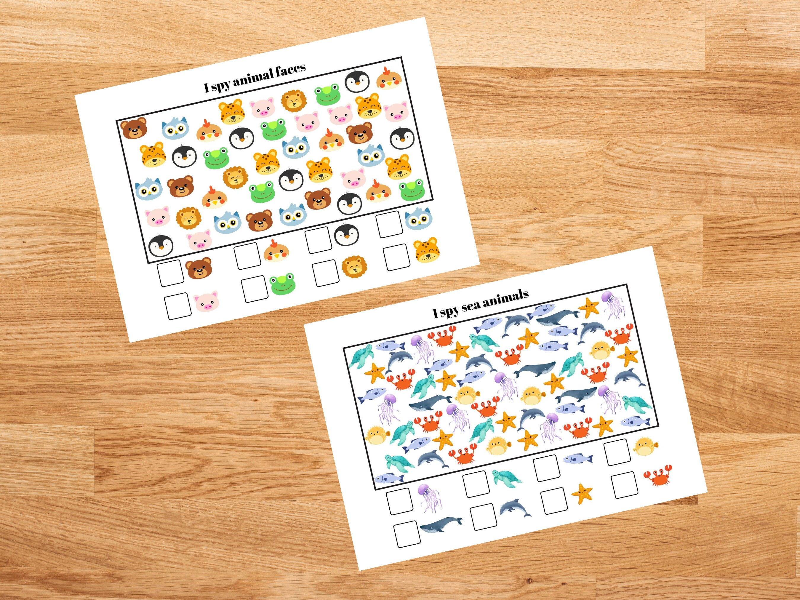 Animal I Spy Printable Game for Toddlers, Counting Math Games, Find and ...