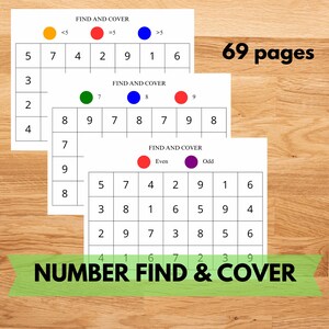 Number Find and Cover Worksheet Toddler Printable Activity. Perfect for ...