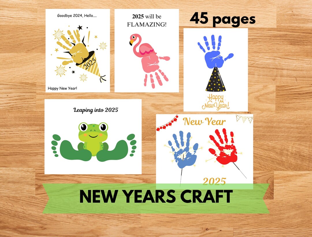 New Years Handprint Footprint Craft Keepsake Activity Printable ...
