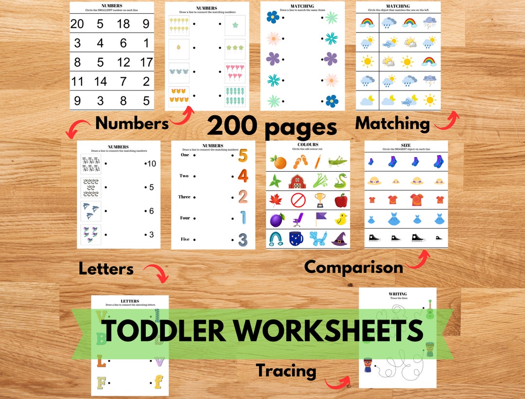 Toddler Printable Learning Worksheet Bundle, Alphabet Abcs Numbers ...