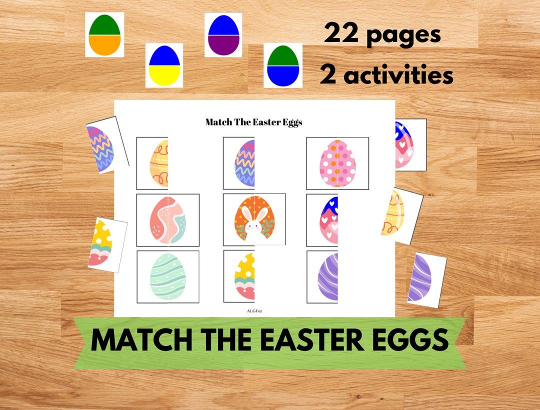 Easter Egg Matching Halves Puzzle Toddler Printable Activity. Perfect ...