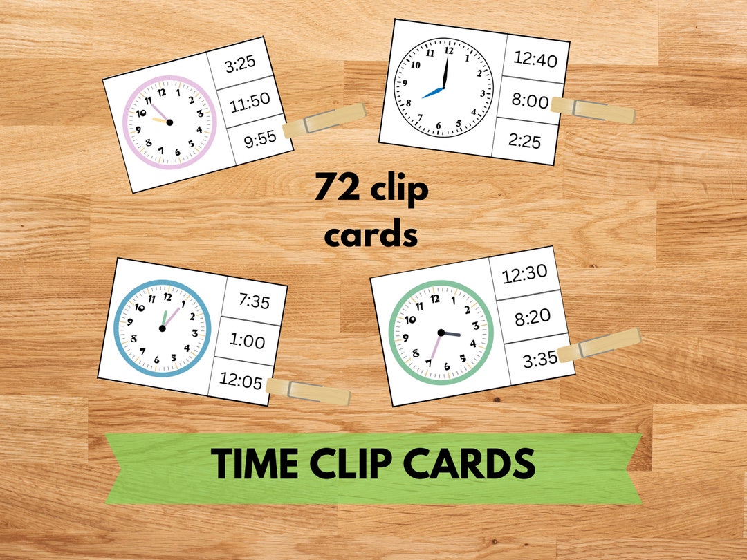 Telling Time Clip Cards Printable, How to Tell Time Analog Clock ...