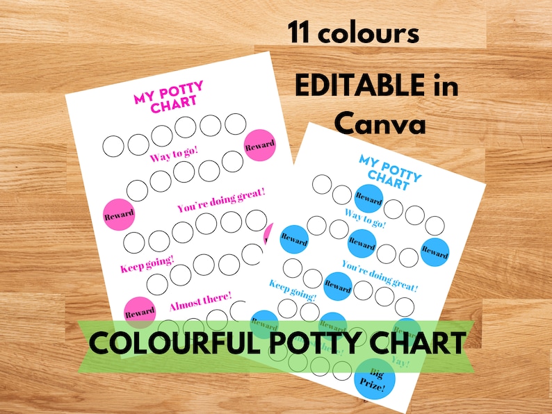 Colourful Potty Chart Editable Printable for Toddlers. Custom Pee Poop ...