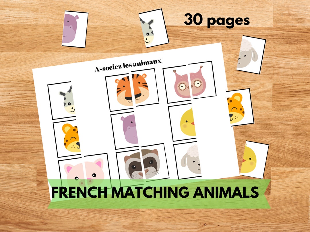 French Animal Matching Halves Printable Activity for Toddlers, Perfect ...
