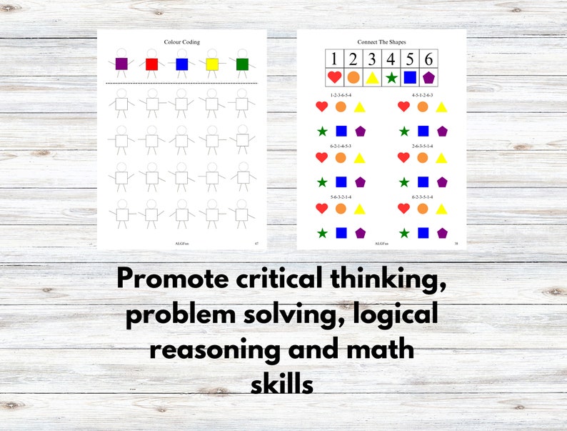 Logic Puzzle Worksheets Brain Teaser Printable, Math Problem Solving Matching Game, 1st Grade ...