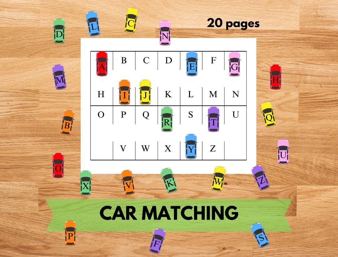 Car Alphabet Match, Printable Matching Activity, Toddler Busy Book ...
