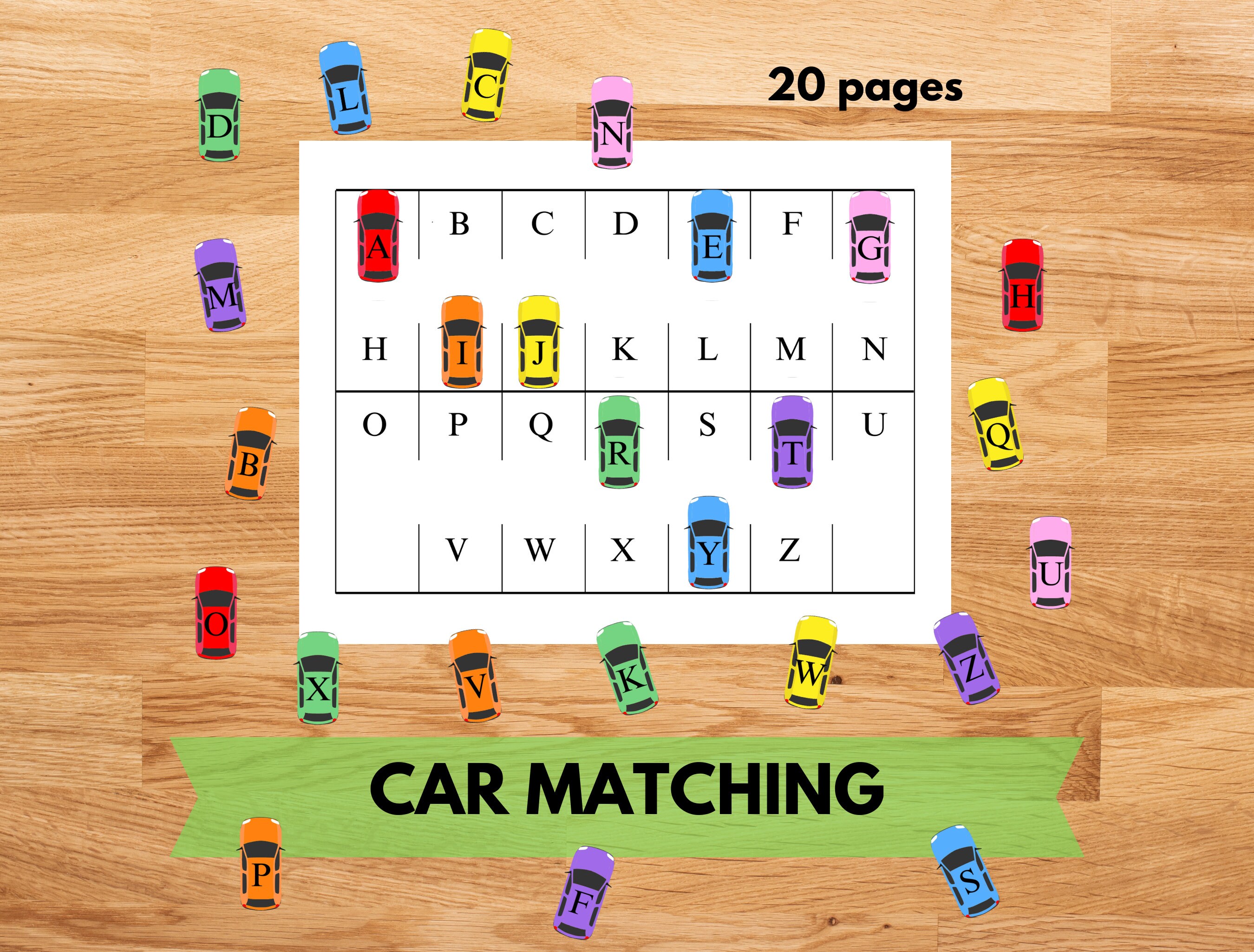 Car Alphabet Match, Printable Matching Activity, Toddler Busy Book ...