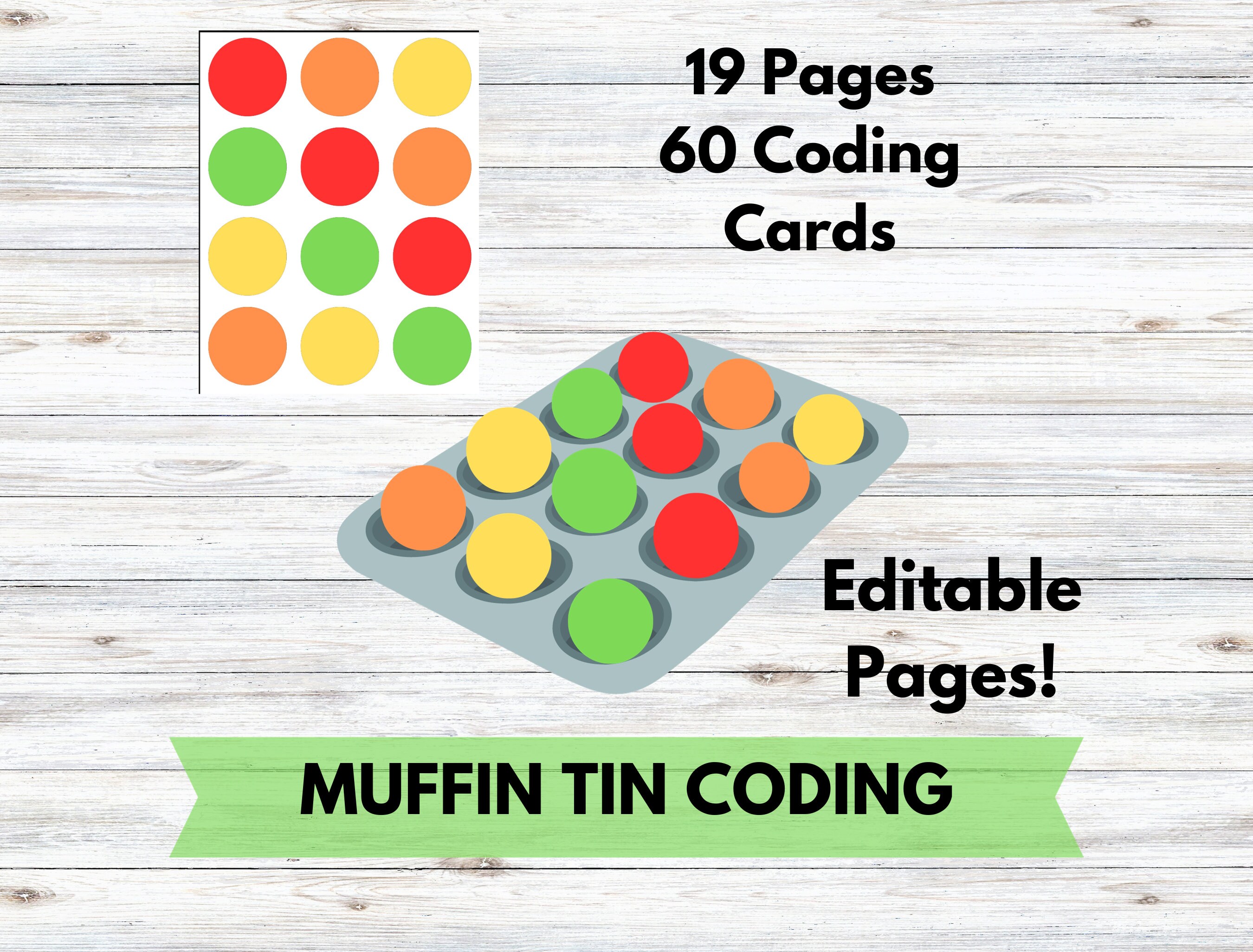 Editable Muffin Tin Coding Color Matching, Learning Colors Sorting ...