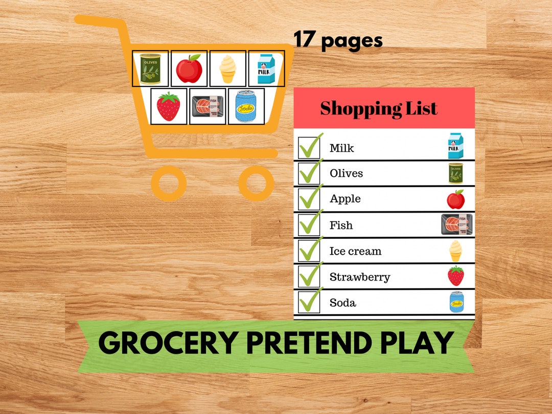 Grocery Shopping Pretend Play Printable, Supermarket Grocery List ...
