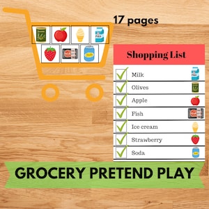 Grocery Shopping Pretend Play Printable, Supermarket Grocery List ...