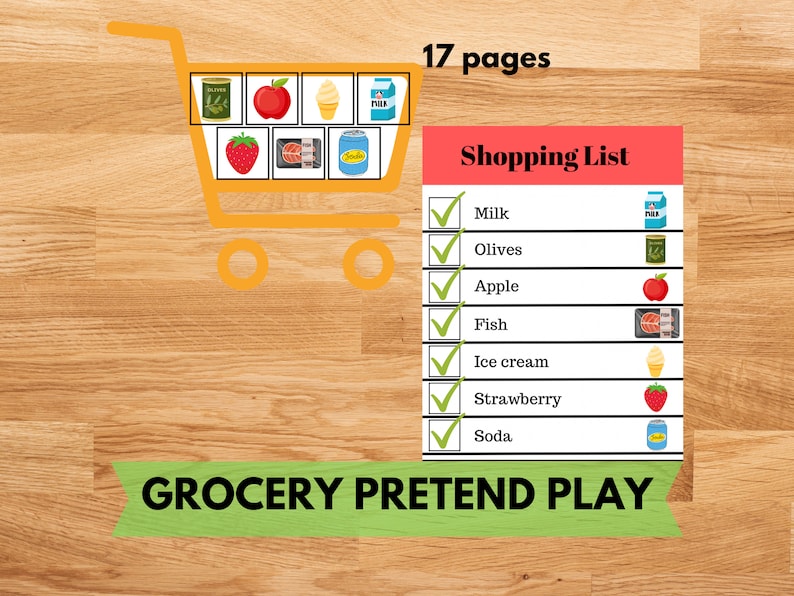 Grocery Shopping Pretend Play Printable, Supermarket Grocery List ...