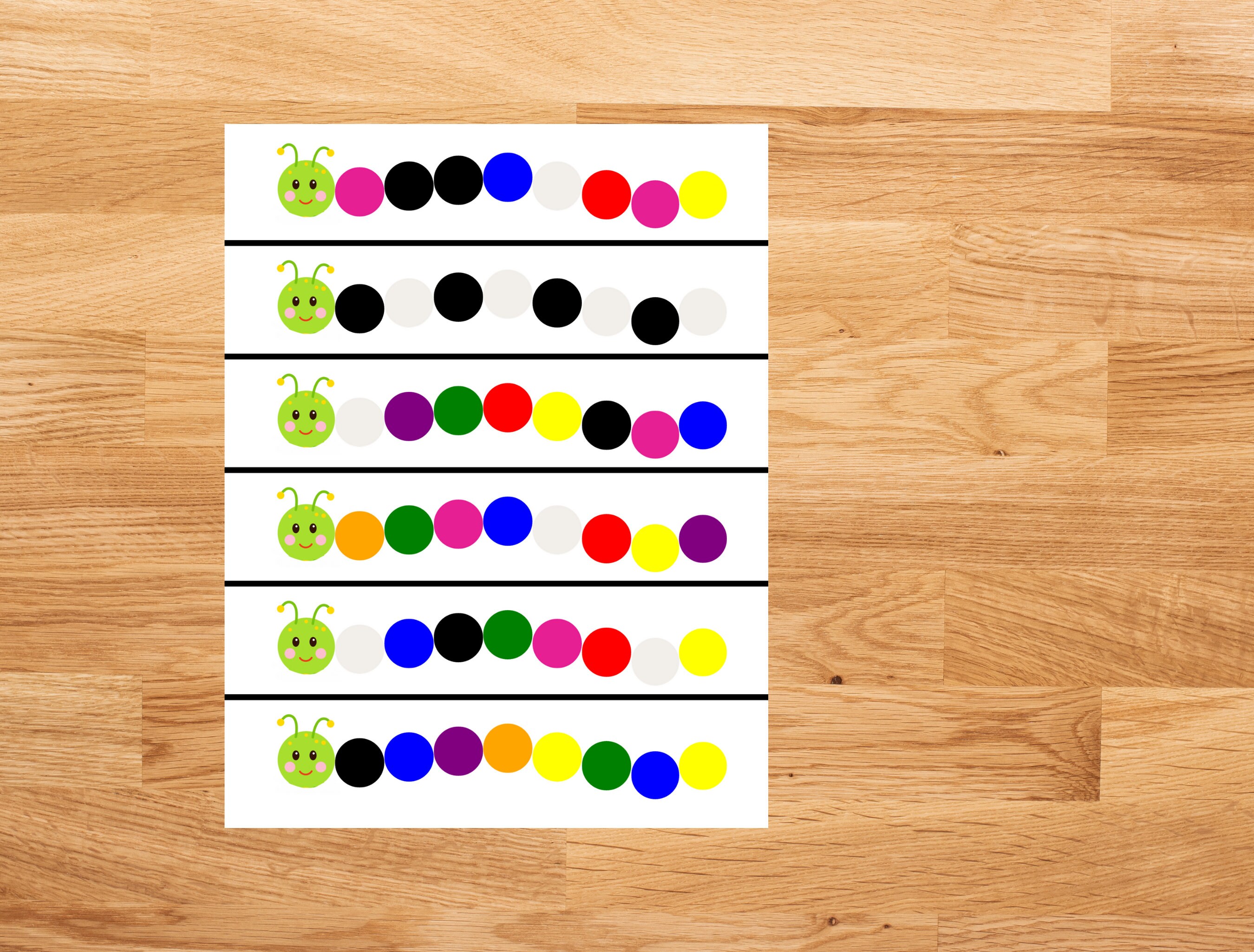 Caterpillar Pom Pom Color Match, Montessori Learning Activity, Colour ...