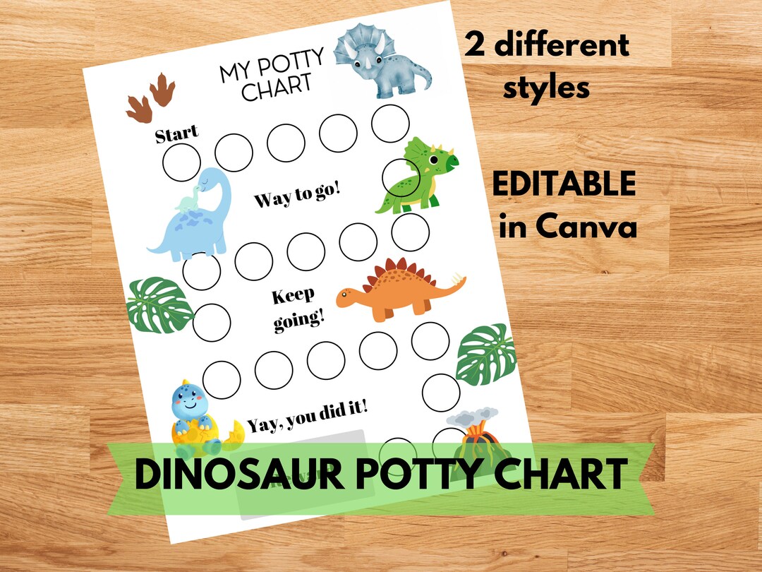 Dinosaur Potty Chart Editable Printable for Toddlers. Custom Boy Poop ...
