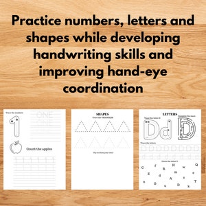 200 Toddler Learning Printable Worksheets, Letter Number Shapes Tracing ...