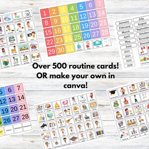 Visual Calendar Daily Routine Chart Editable, Printable Responsibility ...