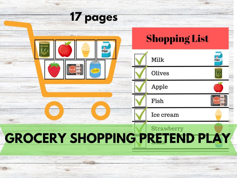 Grocery Shopping Pretend Play Printable Supermarket Grocery - Etsy