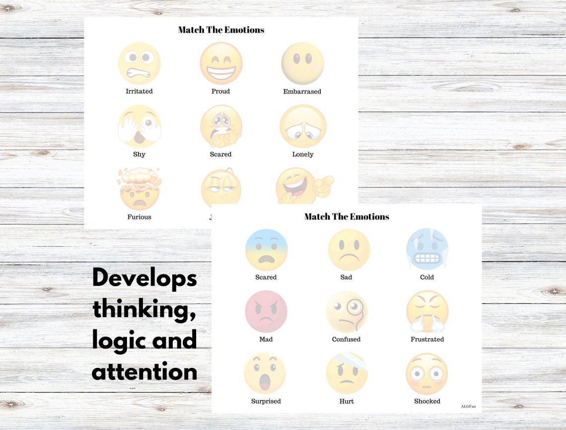 Match the Emotion Halves Printable, Feelings Chart Calm Down Corner ...