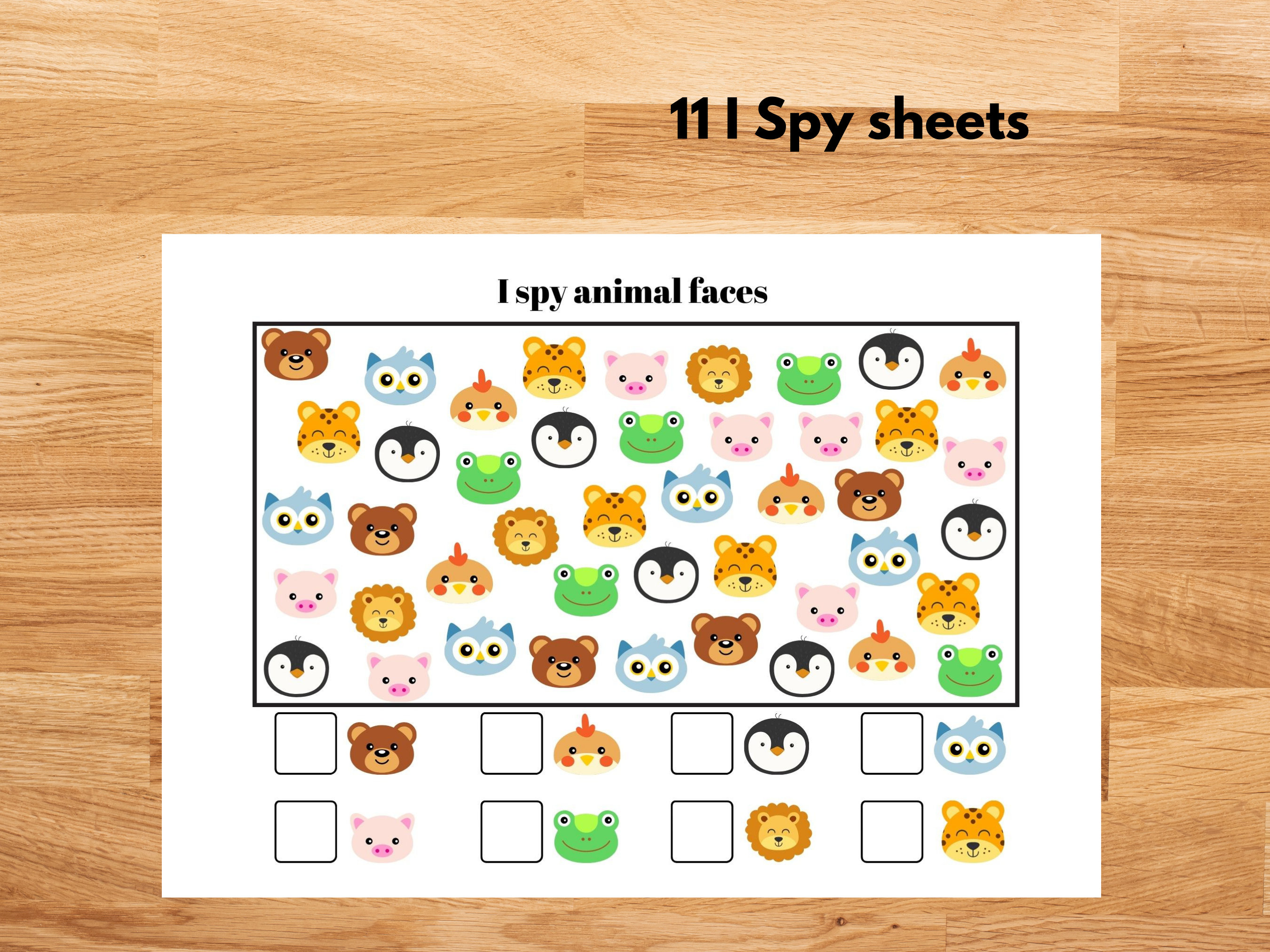 Animal I Spy Printable Game for Toddlers, Counting Math Games, Find and ...