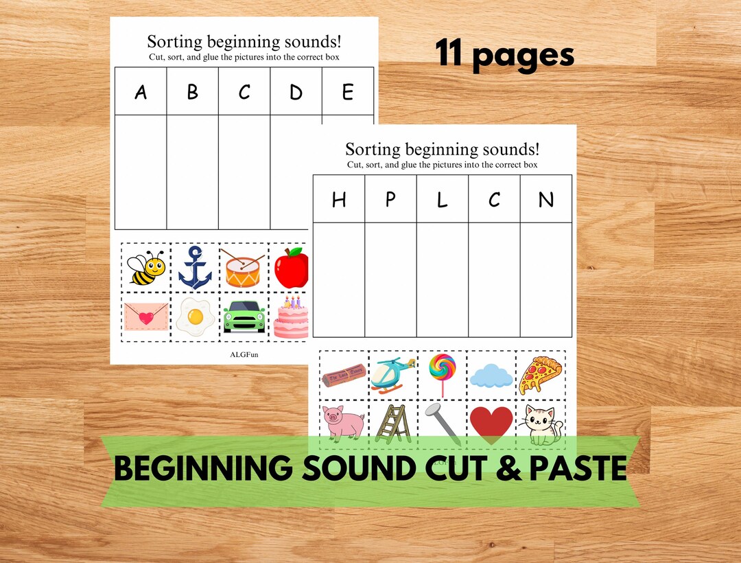Beginning Sound Cut and Paste, A-Z ABC English Alphabet Phonics ...
