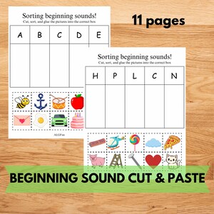 Beginning Sound Cut and Paste, A-Z ABC English Alphabet Phonics ...