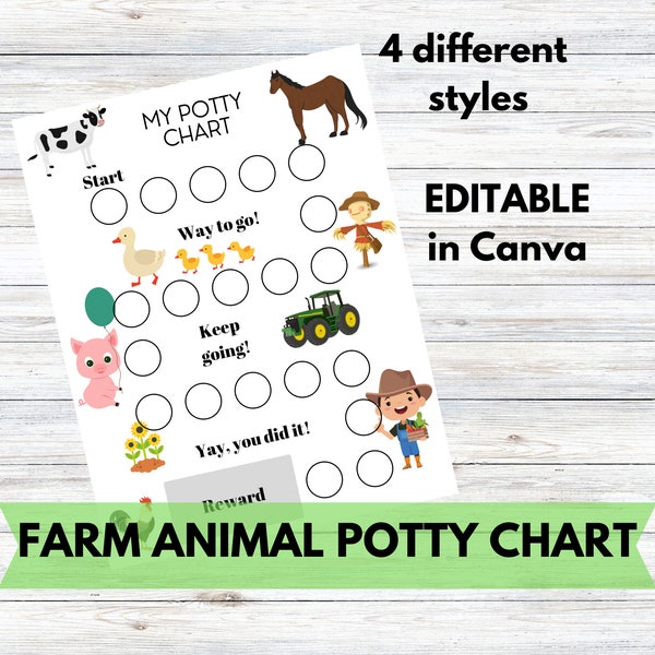 Potty Training Chart Farm - Etsy
