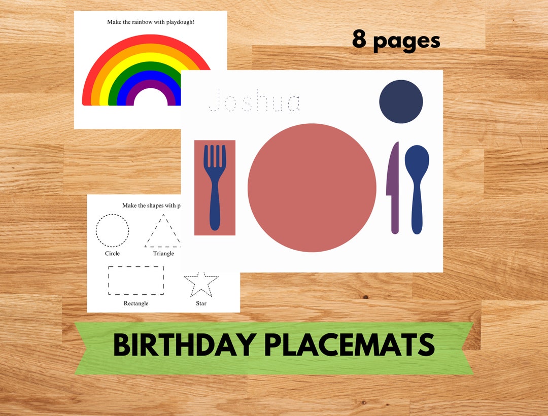 Birthday Placemat Printable Editable Activity for Toddlers. Perfect for ...
