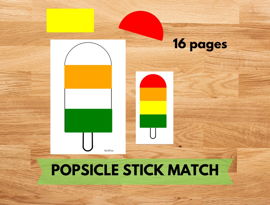 Popsicle Stick Match Color Recognition Toddler Printable Game. Perfect ...
