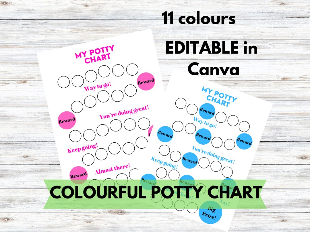 Colorful Potty Training Chart Prinable, Editable Girls Toilet Training ...