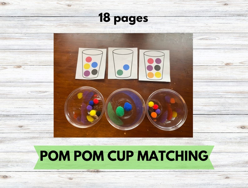 Pom Pom Cup Matching Game Printable, Fine Motor Skills Color Sorting ...