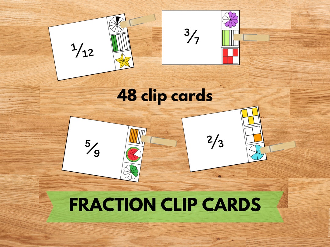 Fraction Clip Card Clothespin Matching Printable Activity. Perfect for ...