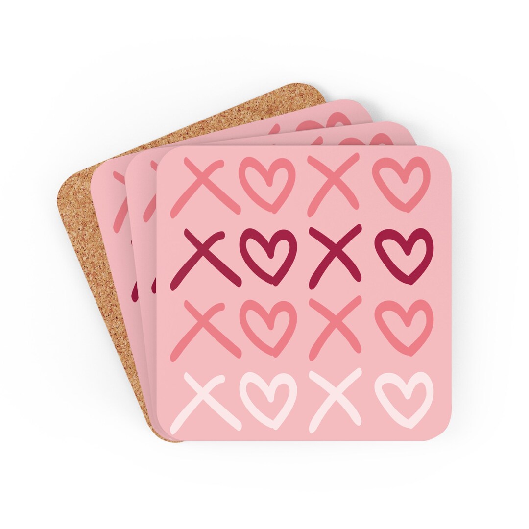 XOXO Set of 4, Valentines Day Coasters, Valentines Day Home Decor ...