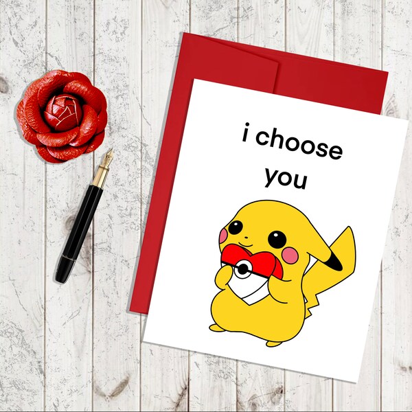 Pikachu Valentines Day Card - Etsy