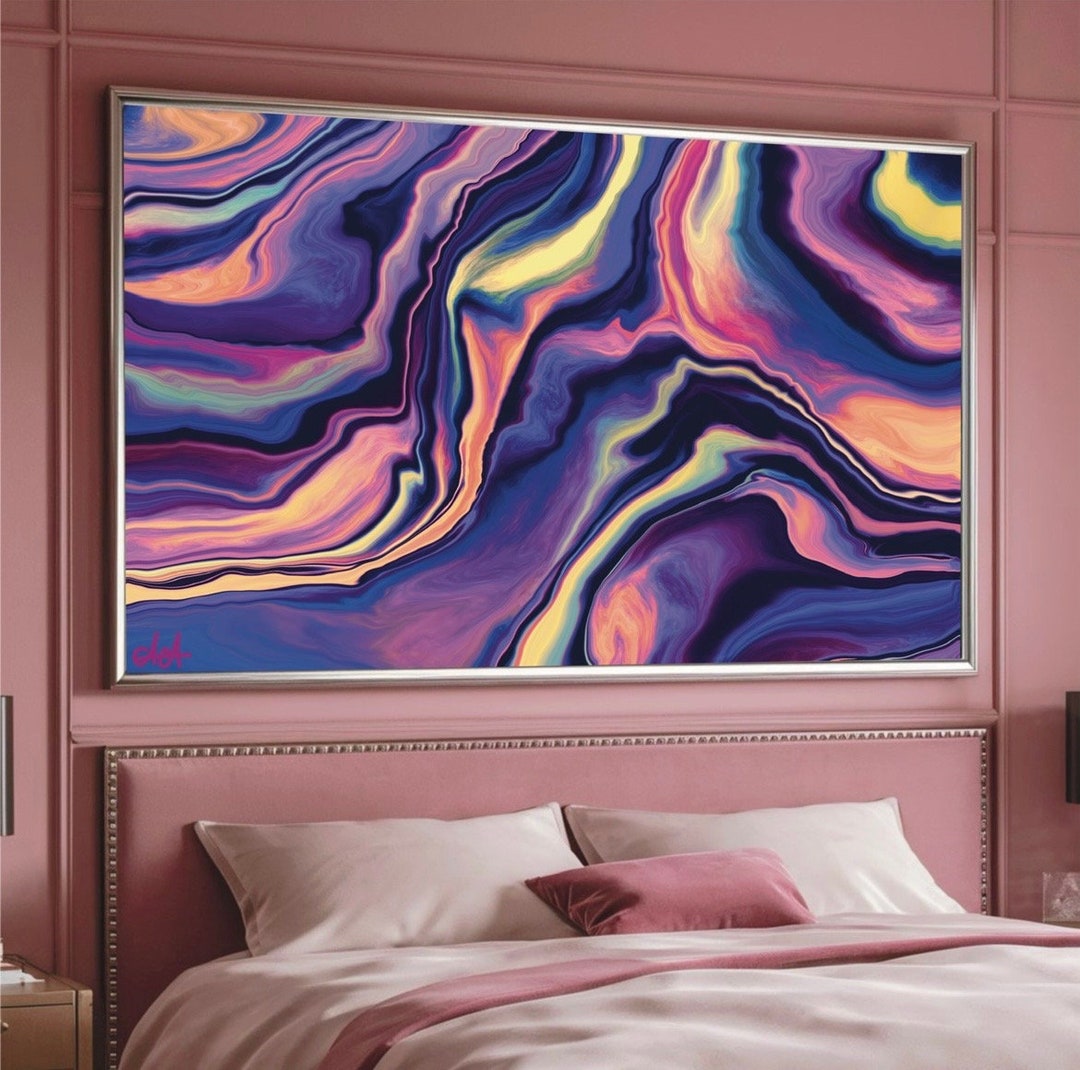 Digital Fluid Art, Rainbow Wall Art, Colorful Flow Art, Colorful Home ...