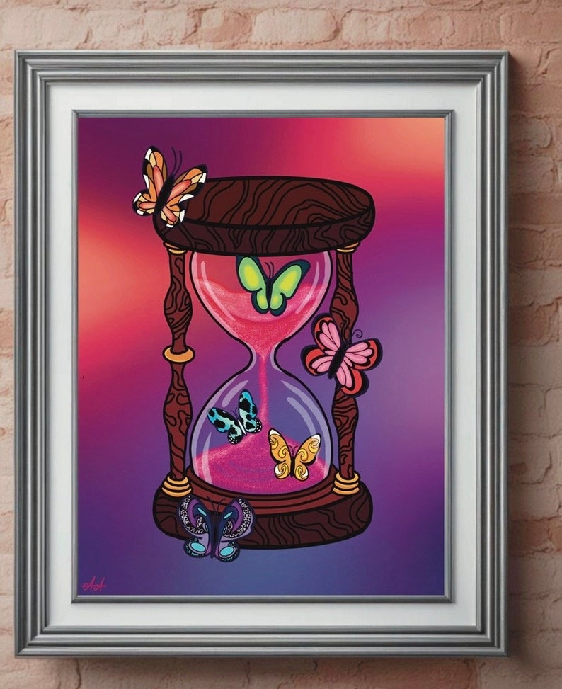 Butterfly Painting , Digital Wall Art, Hourglass Digital Art, Colorful ...