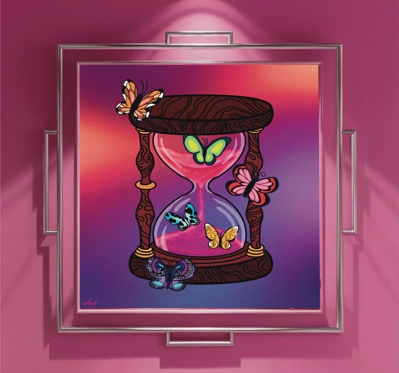 Butterfly Painting , Digital Wall Art, Hourglass Digital Art, Colorful ...