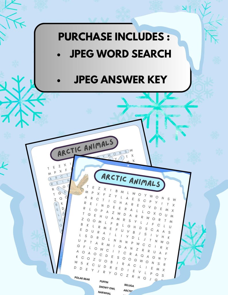 Arctic Animals Word Search Puzzle | Winter Animal Word Search | Fun ...