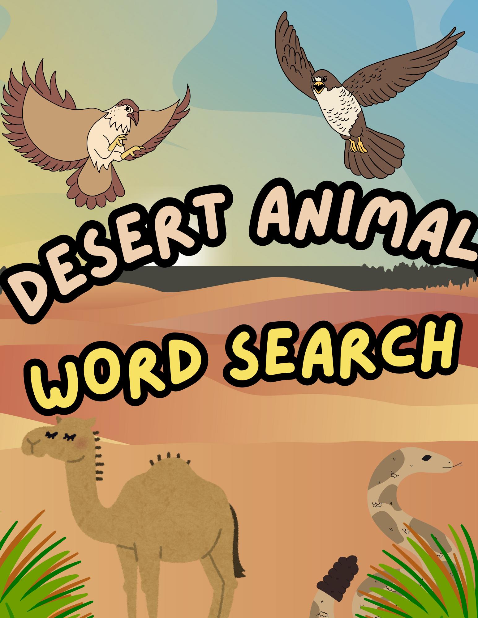 Desert Animal Word Search | Fun Desert Word Search | Animal Word Puzzle ...