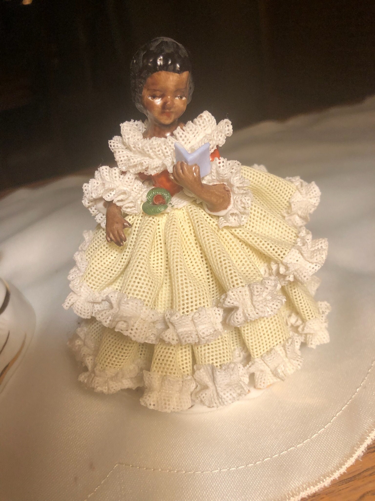 Vintage Dresden Lace African Black Porcelain Women Girls Figurines ...