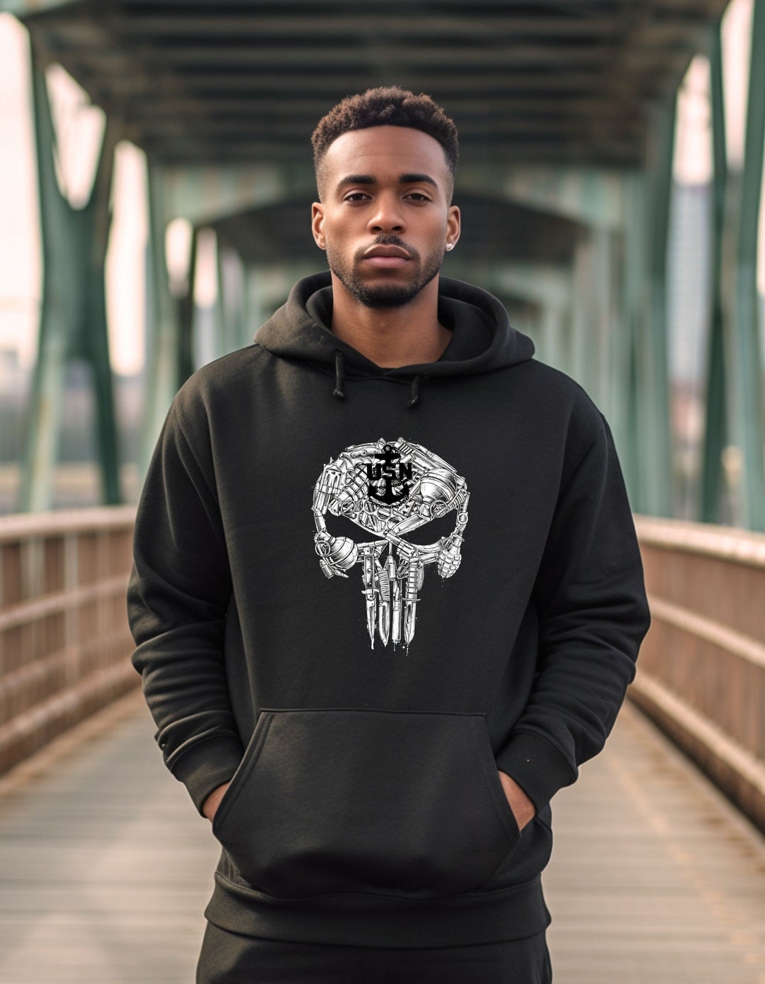 Chief, Senior Chief, Master Chief Punisher Gun Skull With Anchor Hoodie ...
