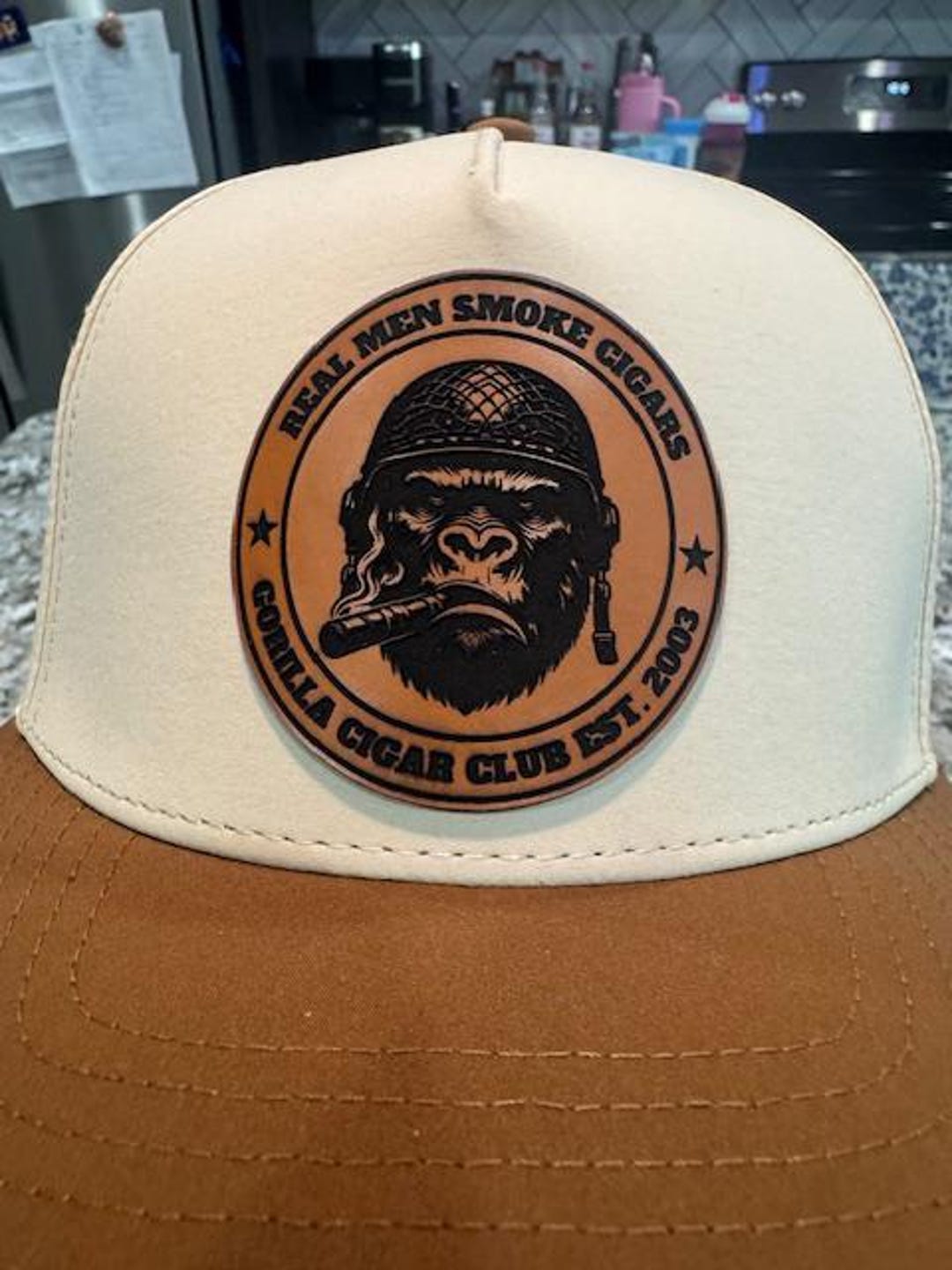 Real Men Smoke Cigars Gorilla Club Patched Hat, Dura Bull Trucker Style ...