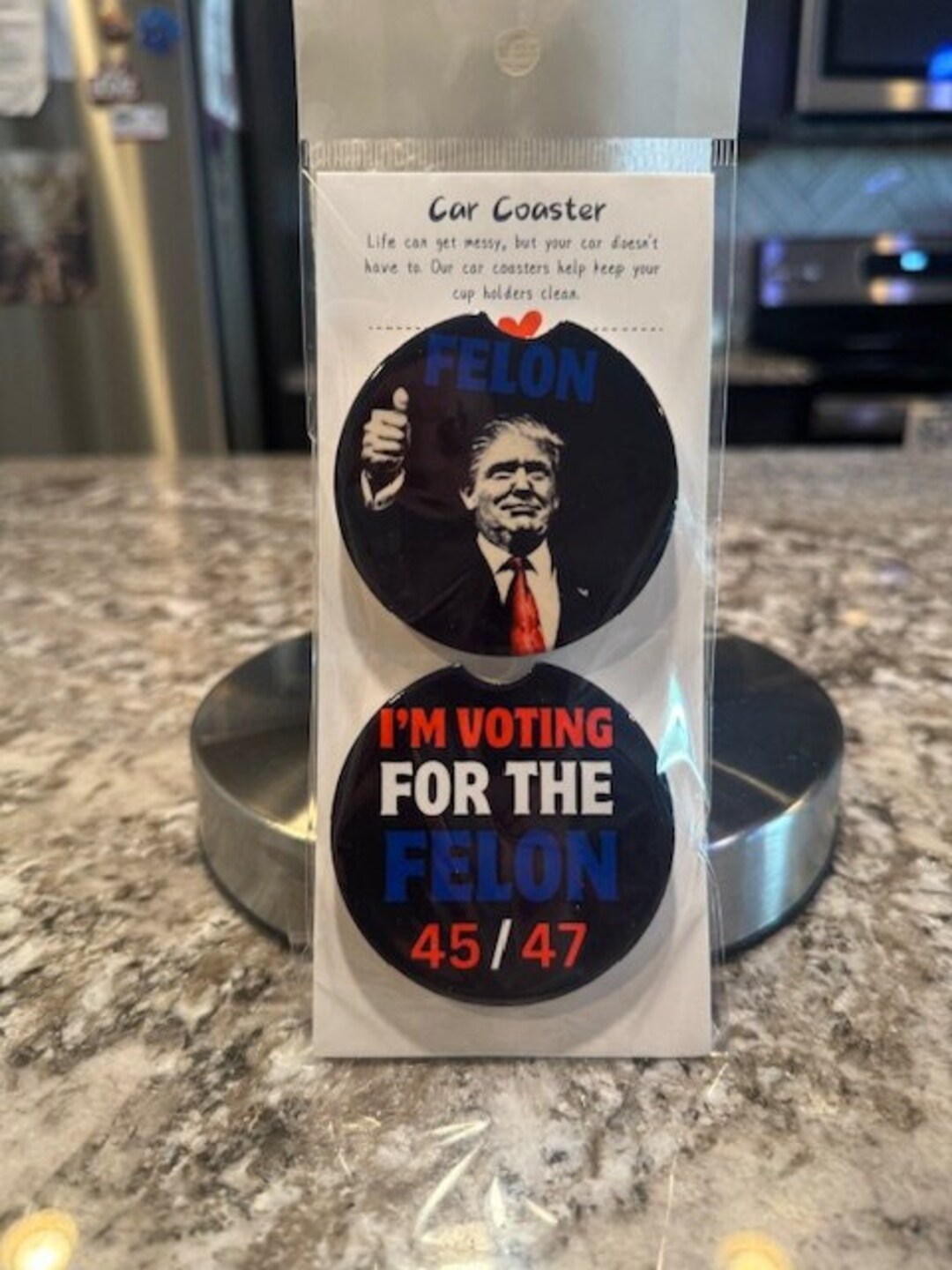 Trump Felon Car Coaster Set, Trump Lover Car Coaster for Maga Only ...