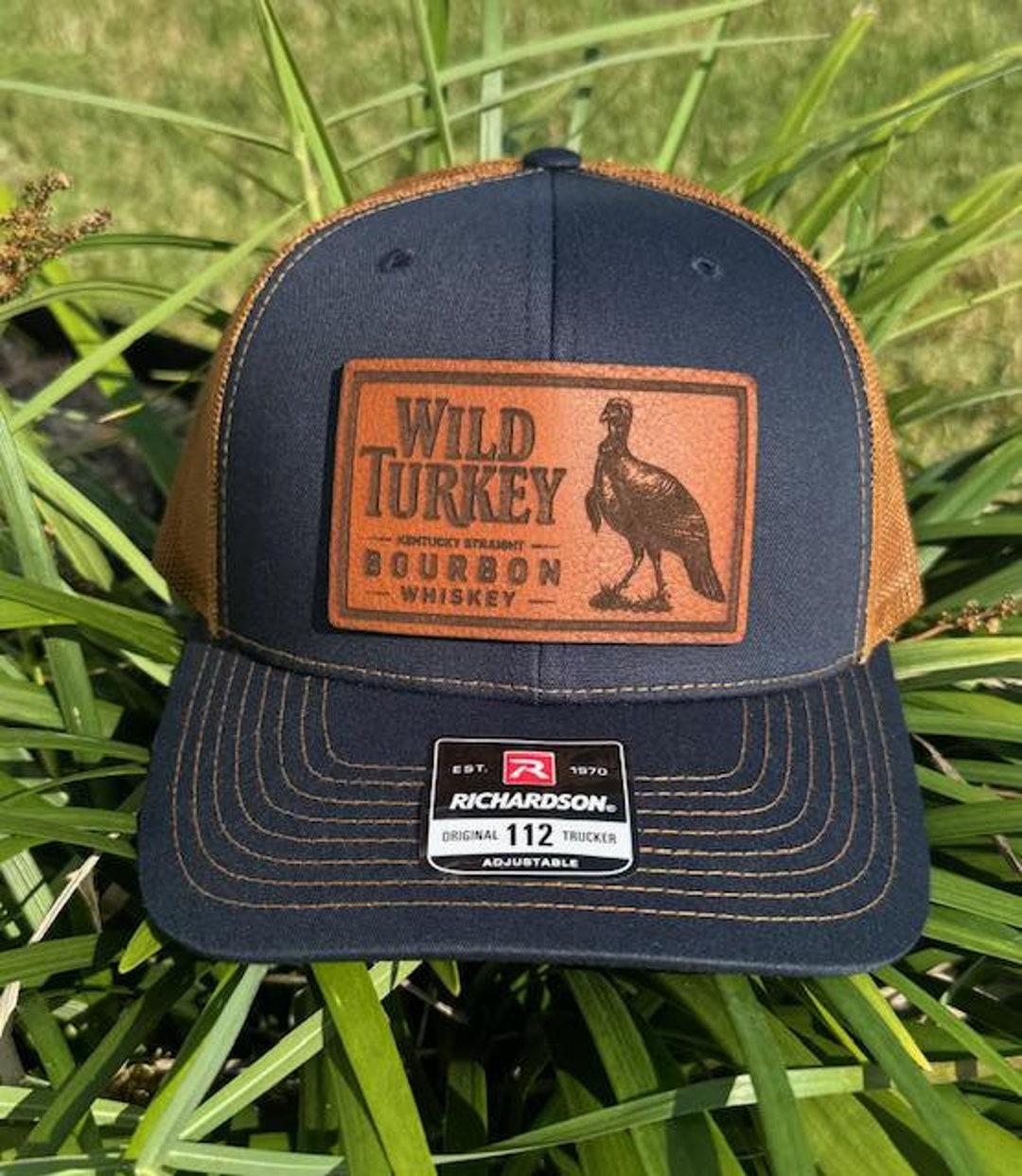 Wild Turkey Bourbon Genuine Leather Patch Hat, Snapback Trucker 112 Style Hat, Bourbon Turkey ...