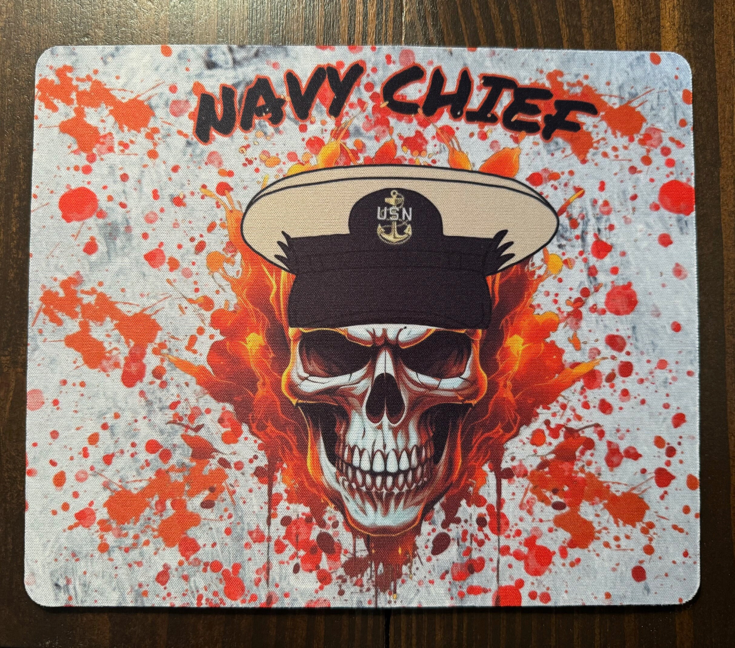 Navy Chief Fire Skull 9.25" X 7.75" Mouse Pad, Navy Chief Lover ...