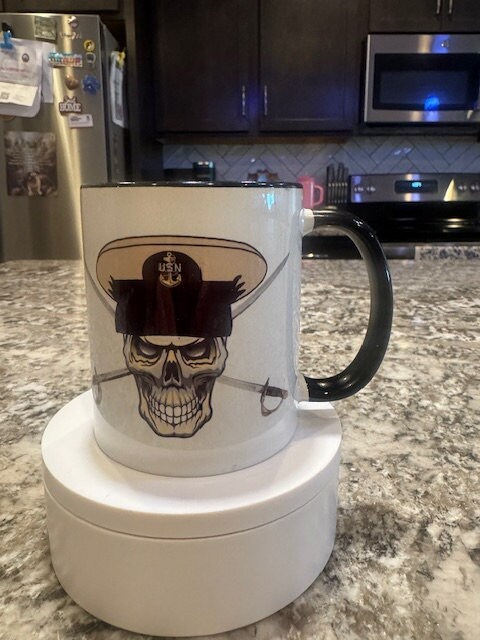 Navy Chief Skull Crossed Sabers 11.8oz Coffee Cup, Navy Chief Lover for ...