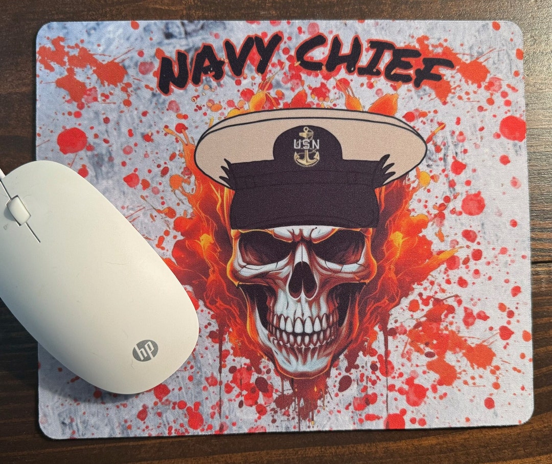 Navy Chief Fire Skull 9.25" X 7.75" Mouse Pad, Navy Chief Lover ...