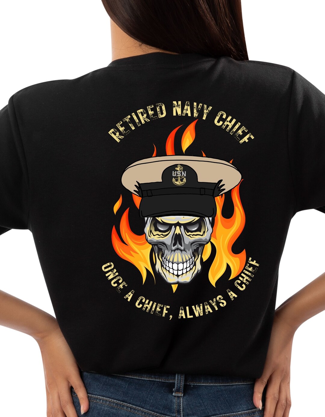 Retired Chief T-shirt With Pocket Logo and Back Logo, Chief Tshirt ...