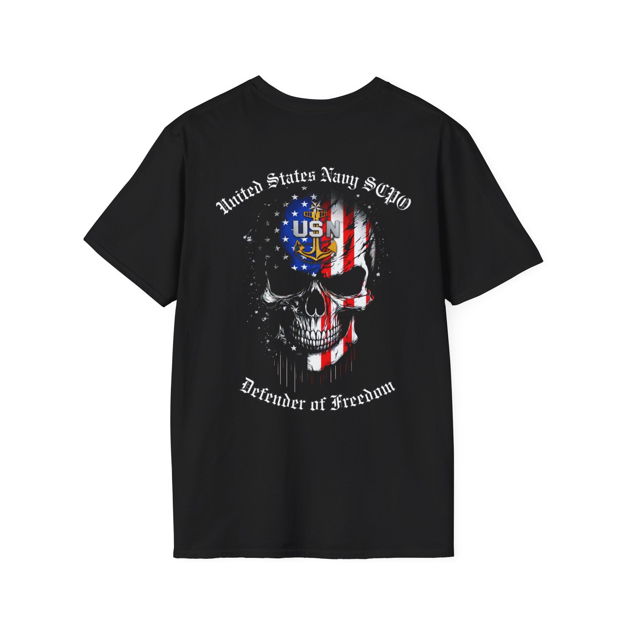 Senior Chief Skull Defender of Freedom Softstyle T-shirt, Navy Senior ...