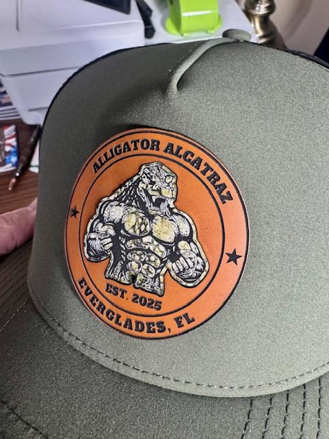Alligator Alcatraz Hat With a Buckskin Inlayed Alligator Skinned ...
