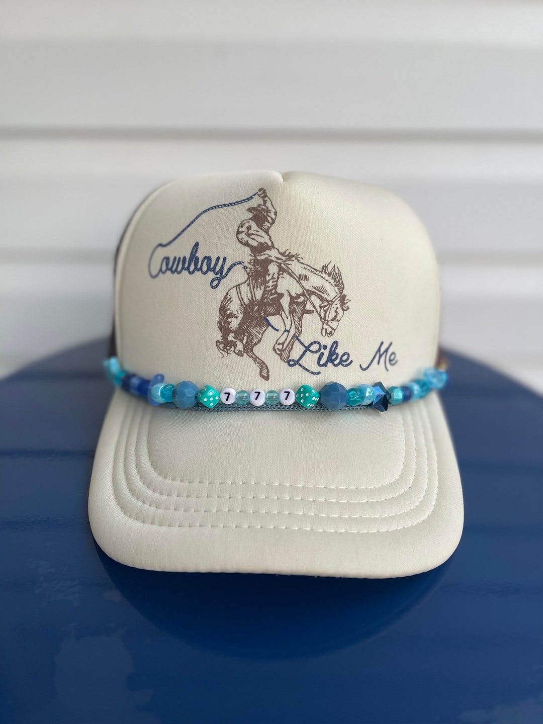 Beaded Trucker Hat Chain - Blue Angel Number 777 - Etsy